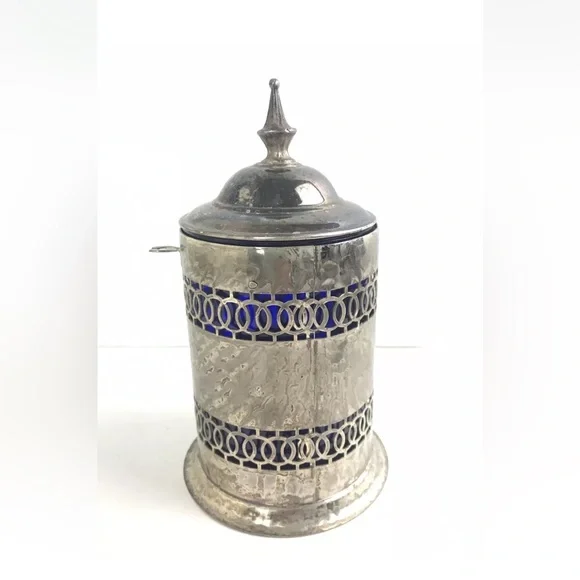 silverplate | Accents | Silverplate Coffee Canister Cobalt Blue Plastic ...
